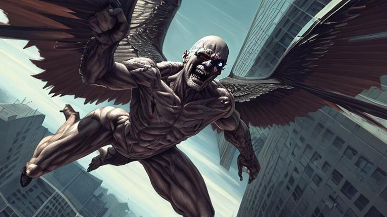 man, evil, flying, detail | OpenArt