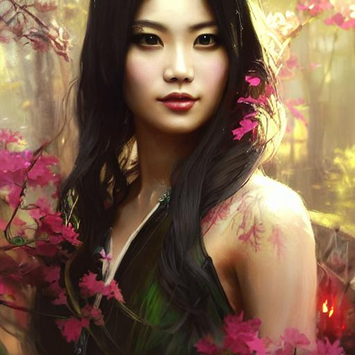 Professional painting of a beautiful eco-goth asian... | OpenArt