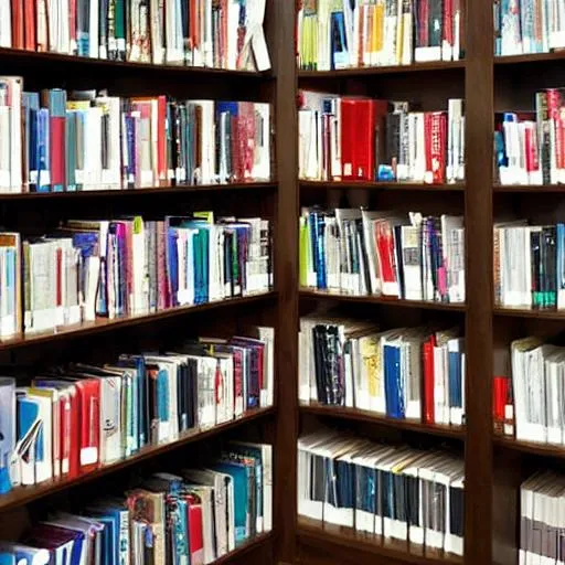 a house full of books with real dramatic neon light | OpenArt