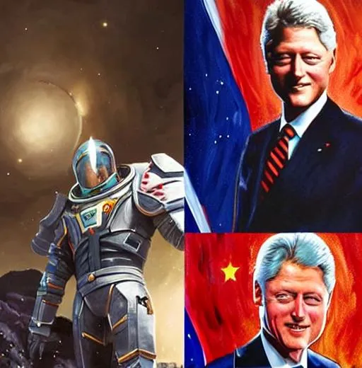 award-winning portrait painting of Bill Clinton wear...