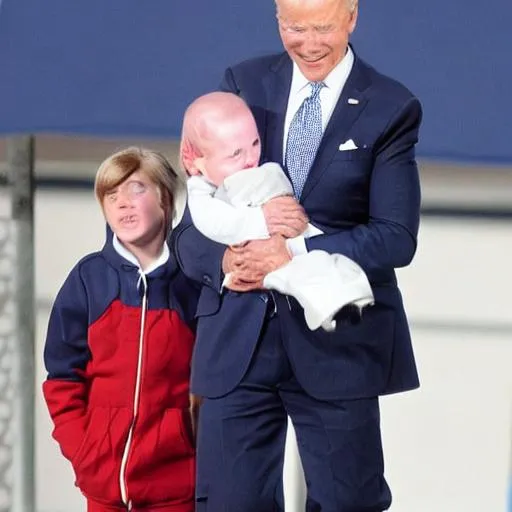 An evil demonic Joe Biden sniffing children that are... | OpenArt