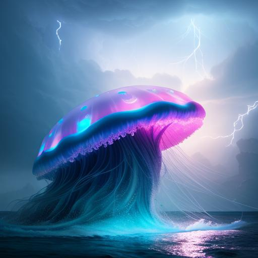 gigantic monstrosity jellyfish sea monster, highly d...