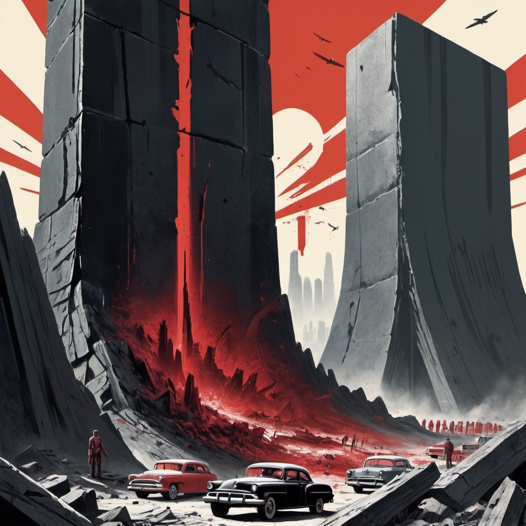 Dystopian , poster, 50s, concept art, Bloody boodies...