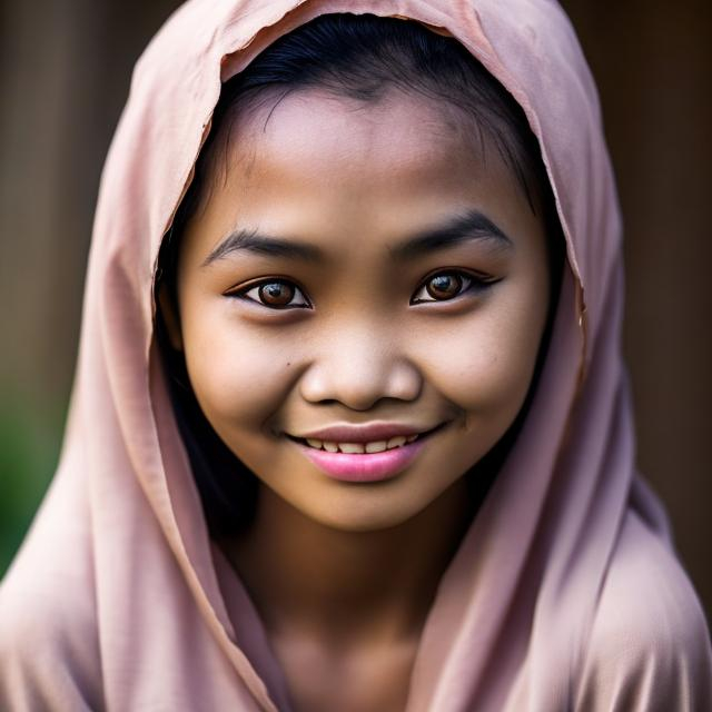 Javanese girl with a mysterious smile. eyes showing...
