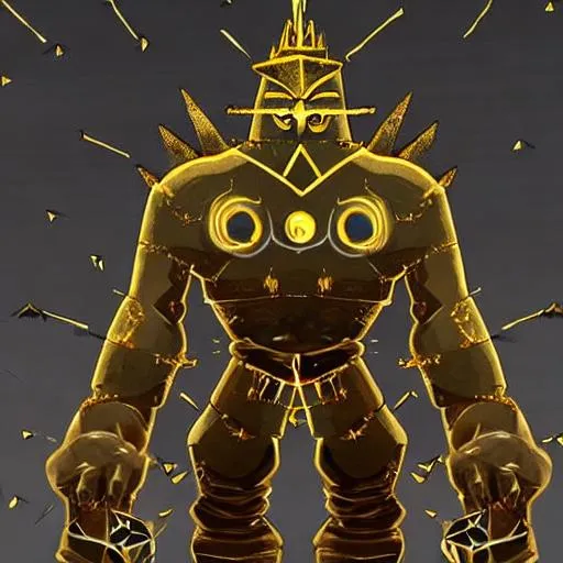 Yellow Devil who is a robot master golem-like and is... | OpenArt