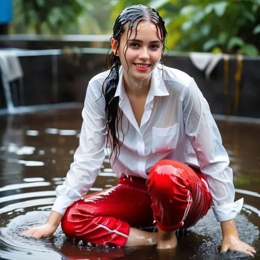 photo of young woman, soaking wet clothes, Socks, Re...