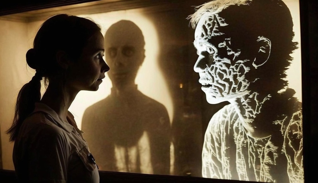 movie scenes projected onto mirror humanoids | OpenArt