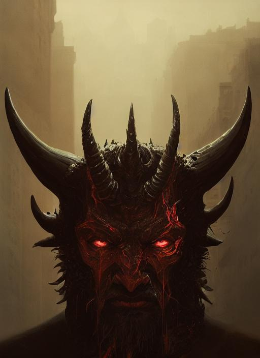 Portrait of the devil, face, city, perfect compositi...