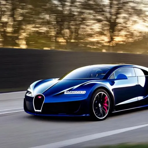 A Bugatti racing down the pacific coast highway near... | OpenArt