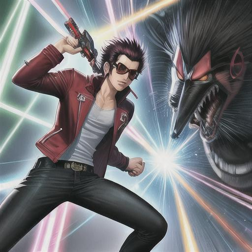semi-realistic anime drawing of Travis Touchdown fro... | OpenArt