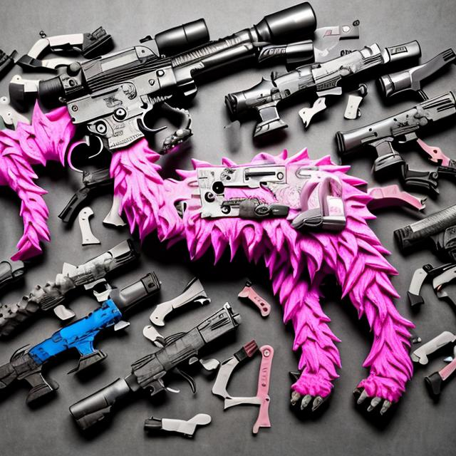 pink monster made of guns