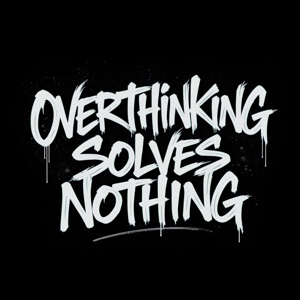 Erstelle den Schriftzug „Overthinking solves nothing...