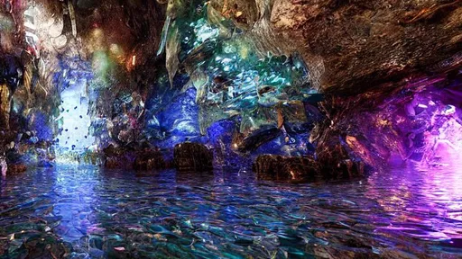 sparkling crystal cave with jewels and water. fantas... | OpenArt