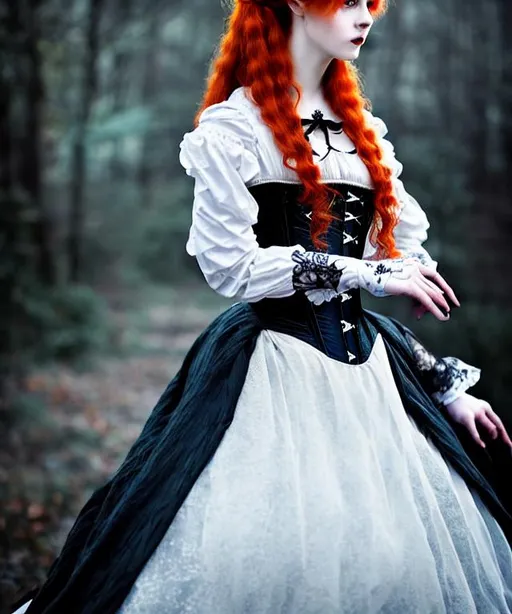 a photo of young goth medieval maiden, with pale ski... | OpenArt