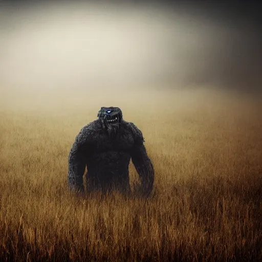monster in a field with mist