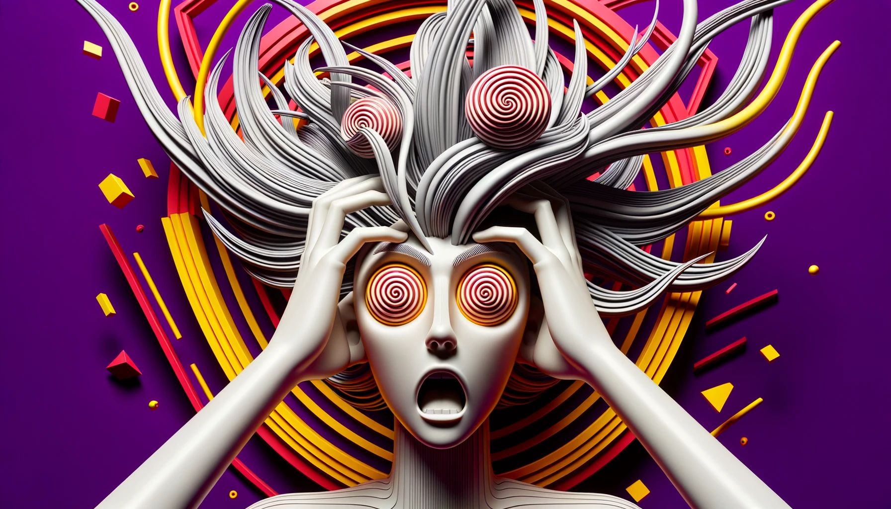 3D visualization of a dynamic figure with untamed ha...