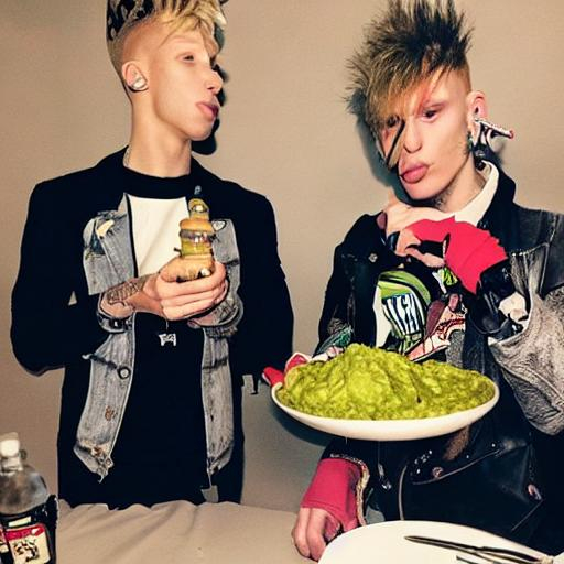 Machine Gun Kelly eats guacamole with Willy Wonka | OpenArt