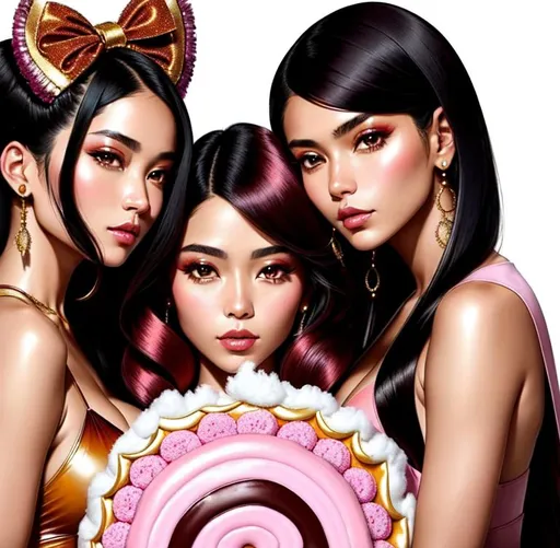 Close-up portrait of 3 gorgeous stunning fashion mod... | OpenArt