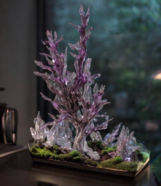 alien crystal tree in a terrarium