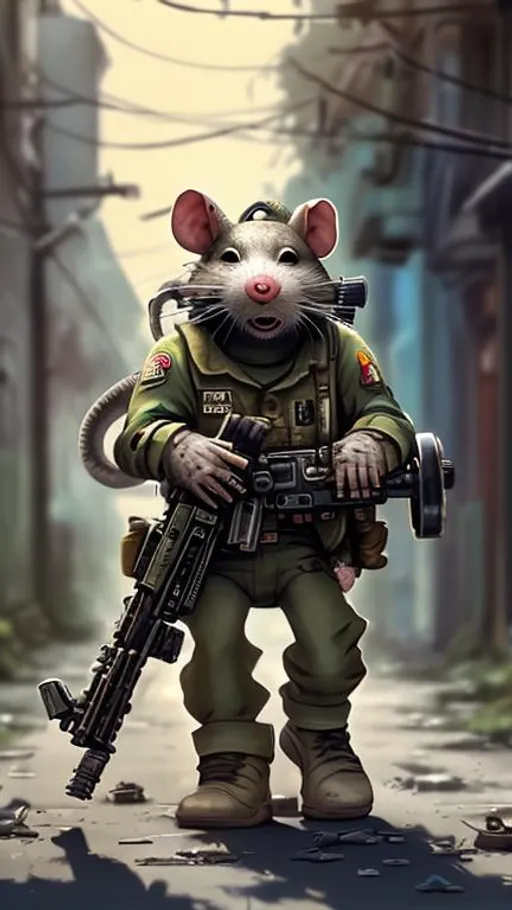 A hamster wearing army uniform with bazooka | OpenArt