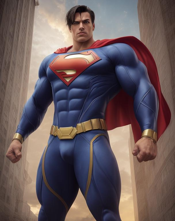 photograph of male super hero that is extremely musc...