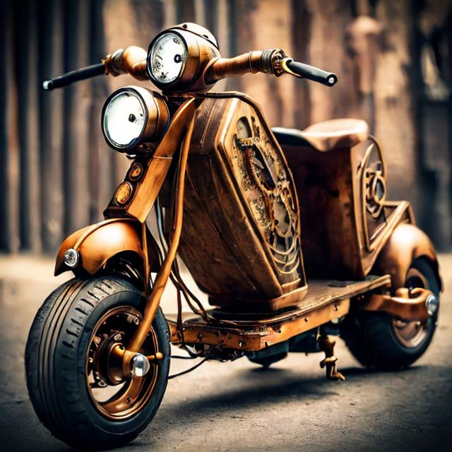 Steampunk sit down electric scooter with spider & we...