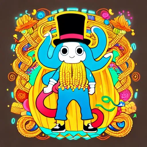 octopus made out of (((corn))) (((wearing tophat)))... | OpenArt