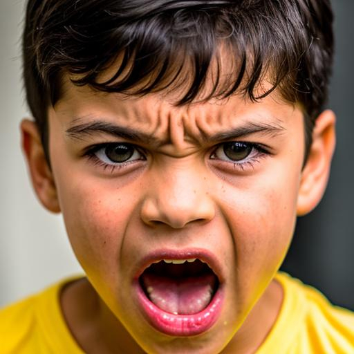 RAW photo, detailed photo of an angry shouting 10 ye... | OpenArt