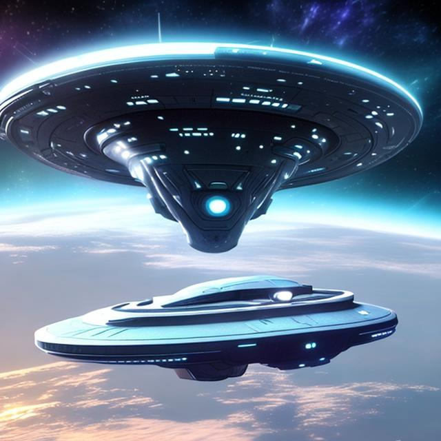 futuristic: a spaceship arriving in an alien world