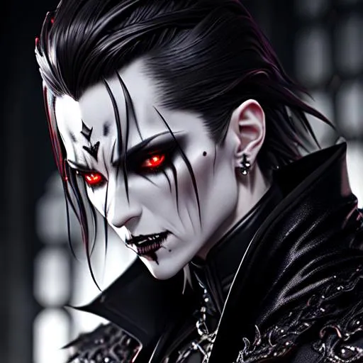 Photorealistic Dark Horror Androgynies Vampire Male... | OpenArt