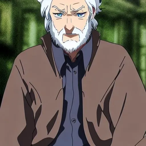 An anime of Winston Churchill, who is standing on th...