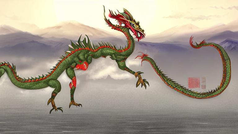 Illustrate the epic moment with a Chinese dragon fig... | OpenArt