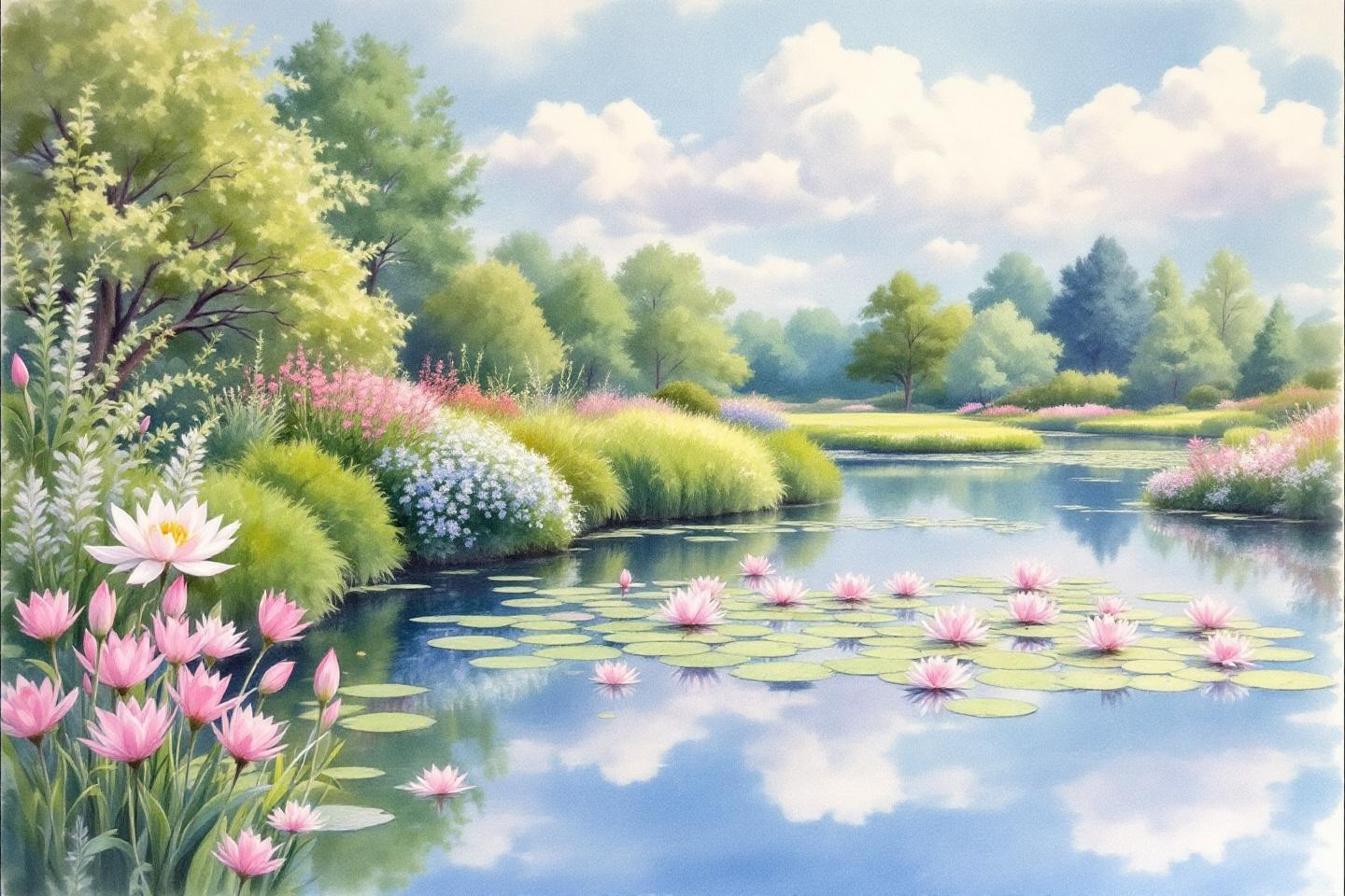 Create a painting of a spring garden in full bloom a...