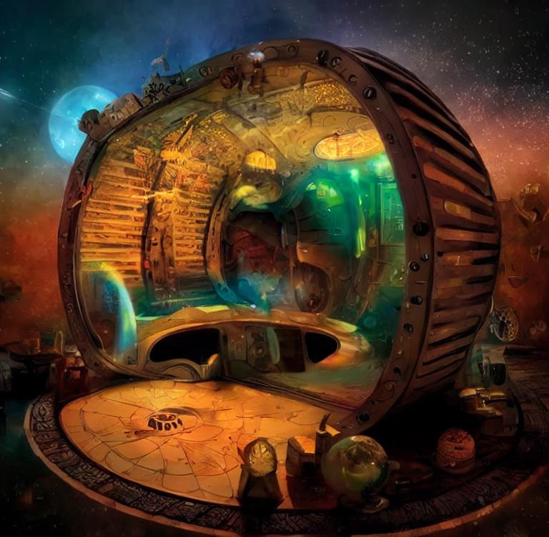 A magical time machine by Jacek yerka, Chris foss, V... | OpenArt