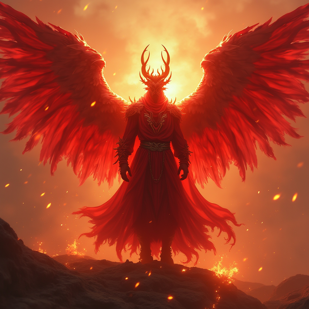 A red elemental Wing King Flames hero