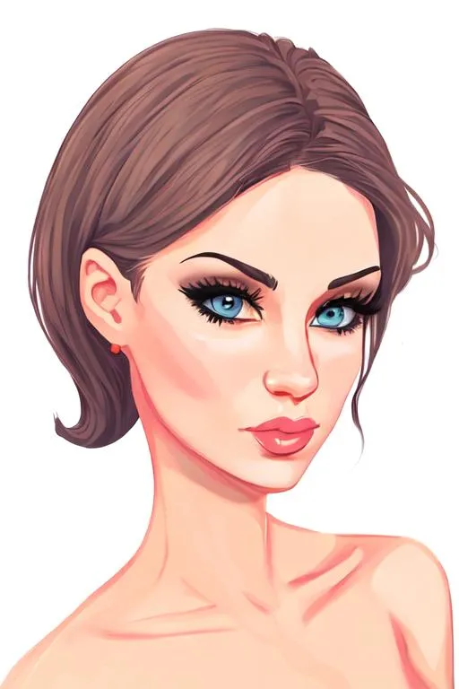 Beautiful Woman Cartoon Portrait