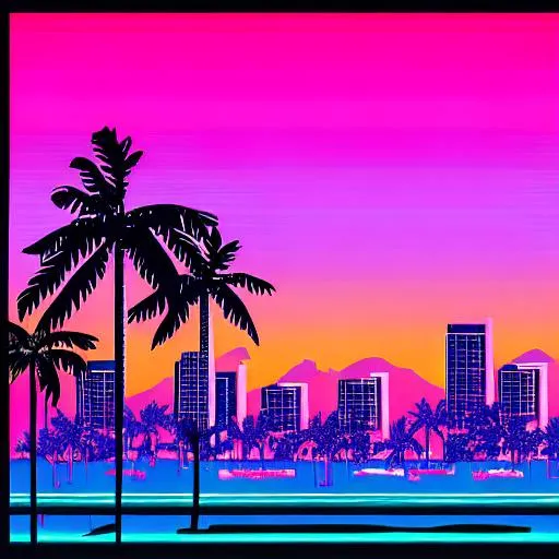outrun retrowave synthwave miami 1980 man | OpenArt