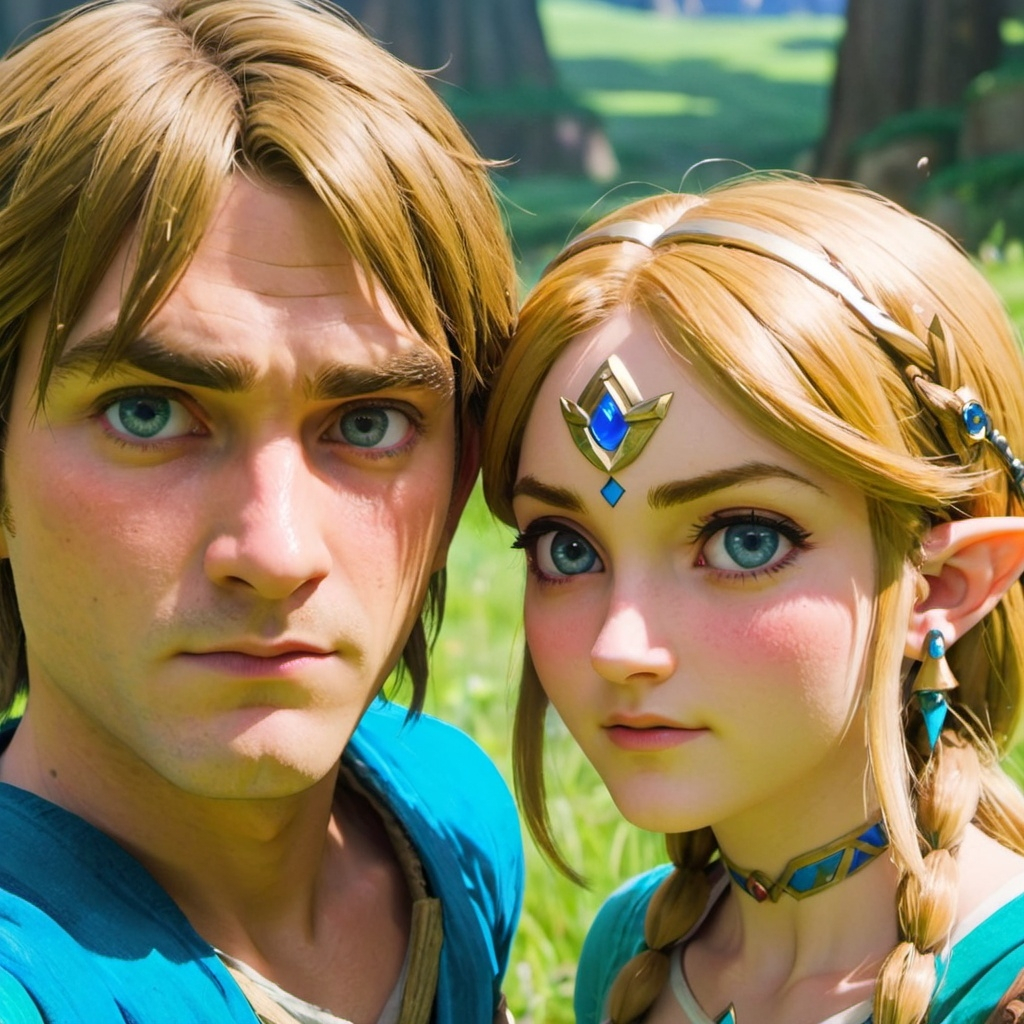 Selfie of link and Zelda from the legend of Zelda, s...
