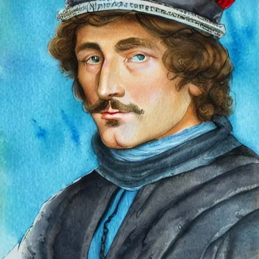 a medieval european sailor man with hair under a bro... | OpenArt