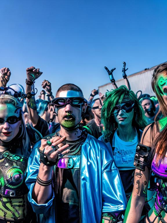 90’s warehouse rave alien warrior futuristic technol...