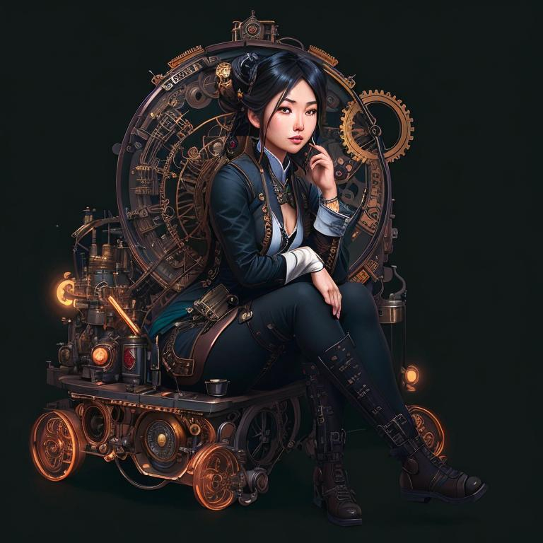 steampunk asian, highly detailed, digital painting,...