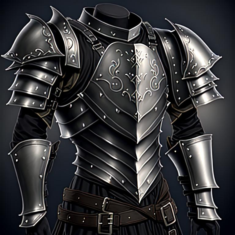 Black and gray full chest plate armor