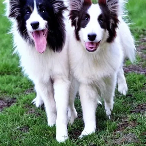 pretty collie puppies with a sunset | OpenArt