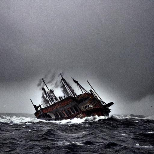 ghost ship sinking in storm | OpenArt