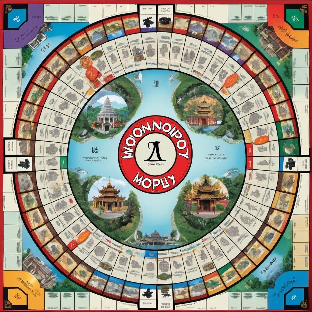 draw a circle monopoly board game with Vietnamese cu...