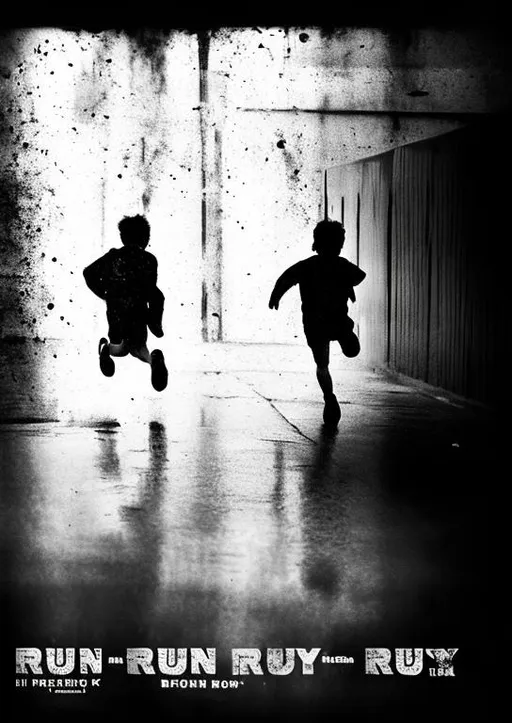 Run Boy Run, Black and White, minimal, aggressive, r...