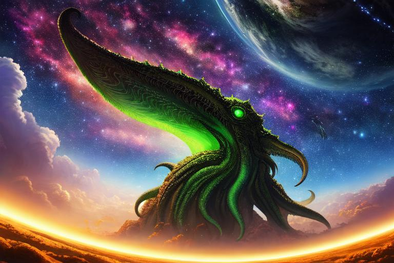 Cthulhu, planet and stars in sky, intricate, masterp... | OpenArt