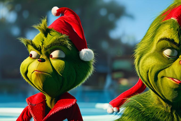 The grinch at a pool party | OpenArt