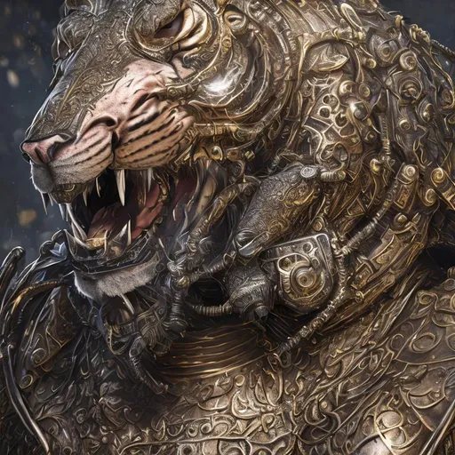 majestic java tiger knight, portrait fullbody, steam...