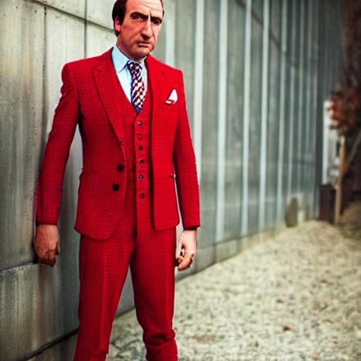 Evil clone of saul goodman with red 3 piece suit | OpenArt